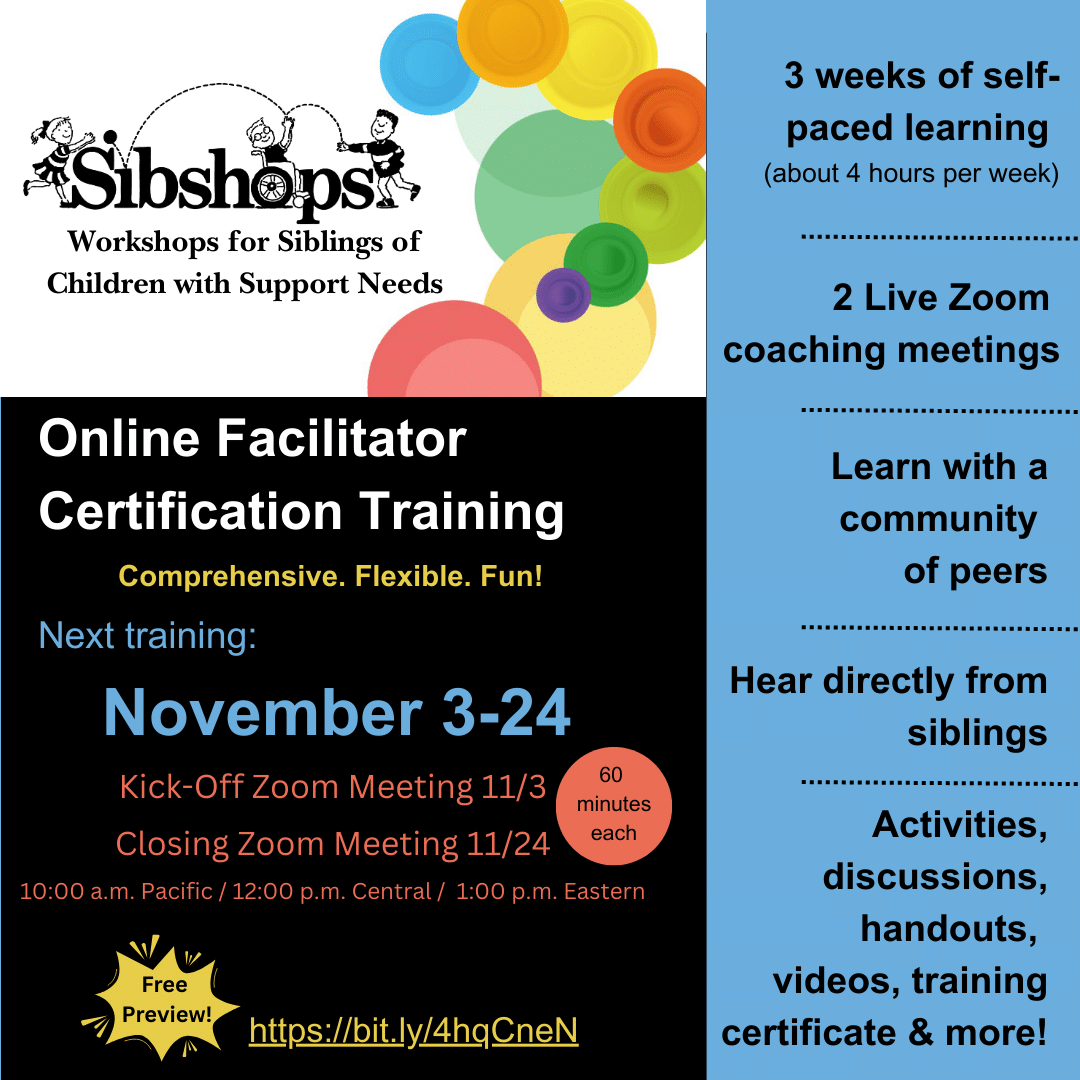 November Online Self-Paced Sibshops Facilitator Certification Training ...